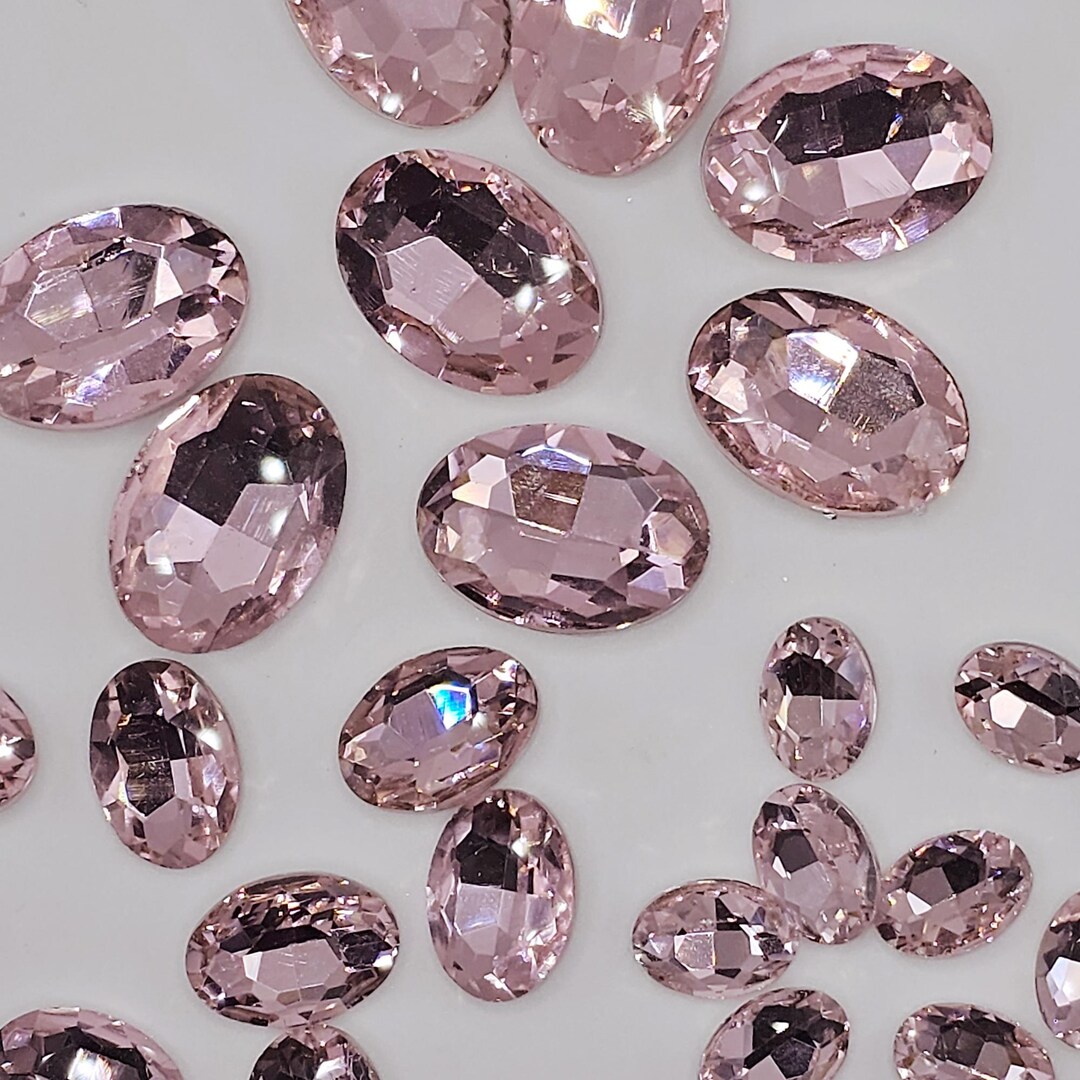 Oval Pointed Back Gems Jewels Pink Rhinestone 10x14mm 13x18mm 18x25mm ...