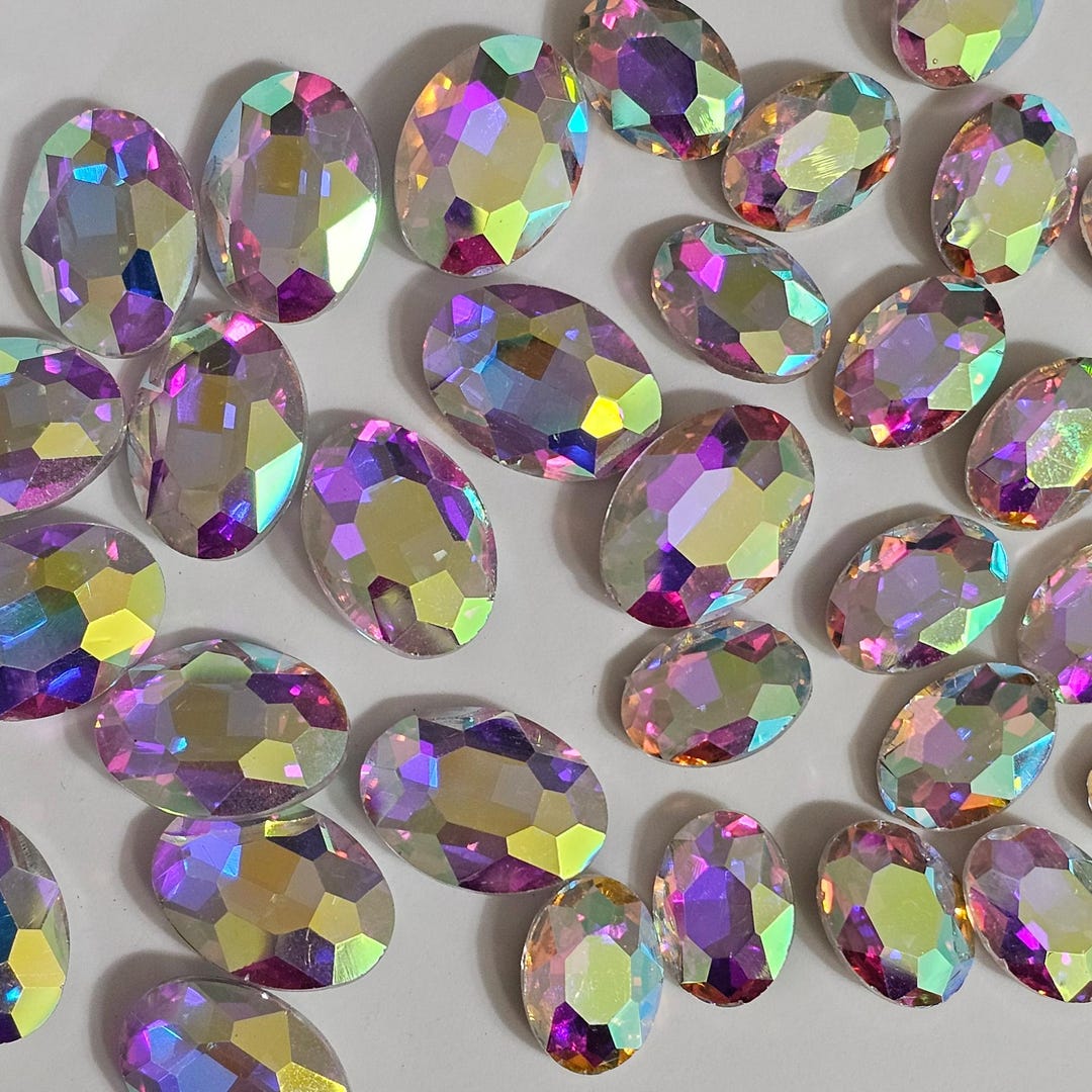 Oval Pointed Back Gems Jewels AB Crystal Rhinestone 10x14mm 13x18mm - Etsy