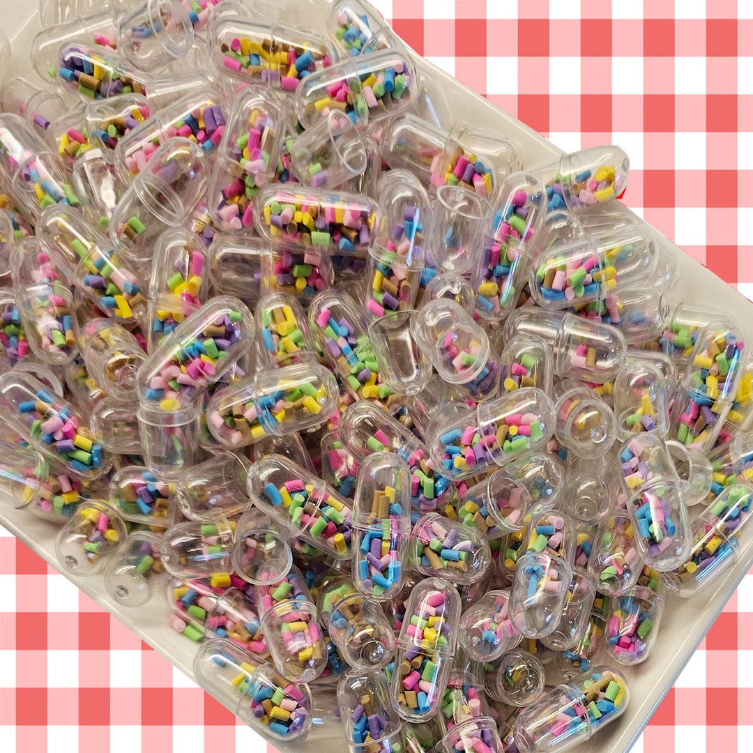Chill Pills Sprinkle Filled Cabochons Plastic Capsule 10/30/50 Pcs # ...