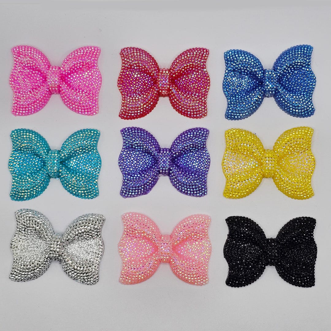 Large Rhinestone Bow Bead Kawaii Cabochon Resin Flatback Bow 54mm X ...