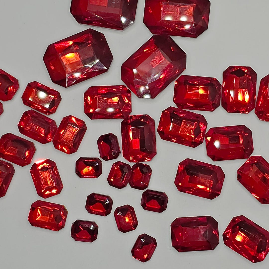 Rectangle Pointed Back Gems Jewels Red Rhinestone 6x8mm 8x10mm 10x14mm ...