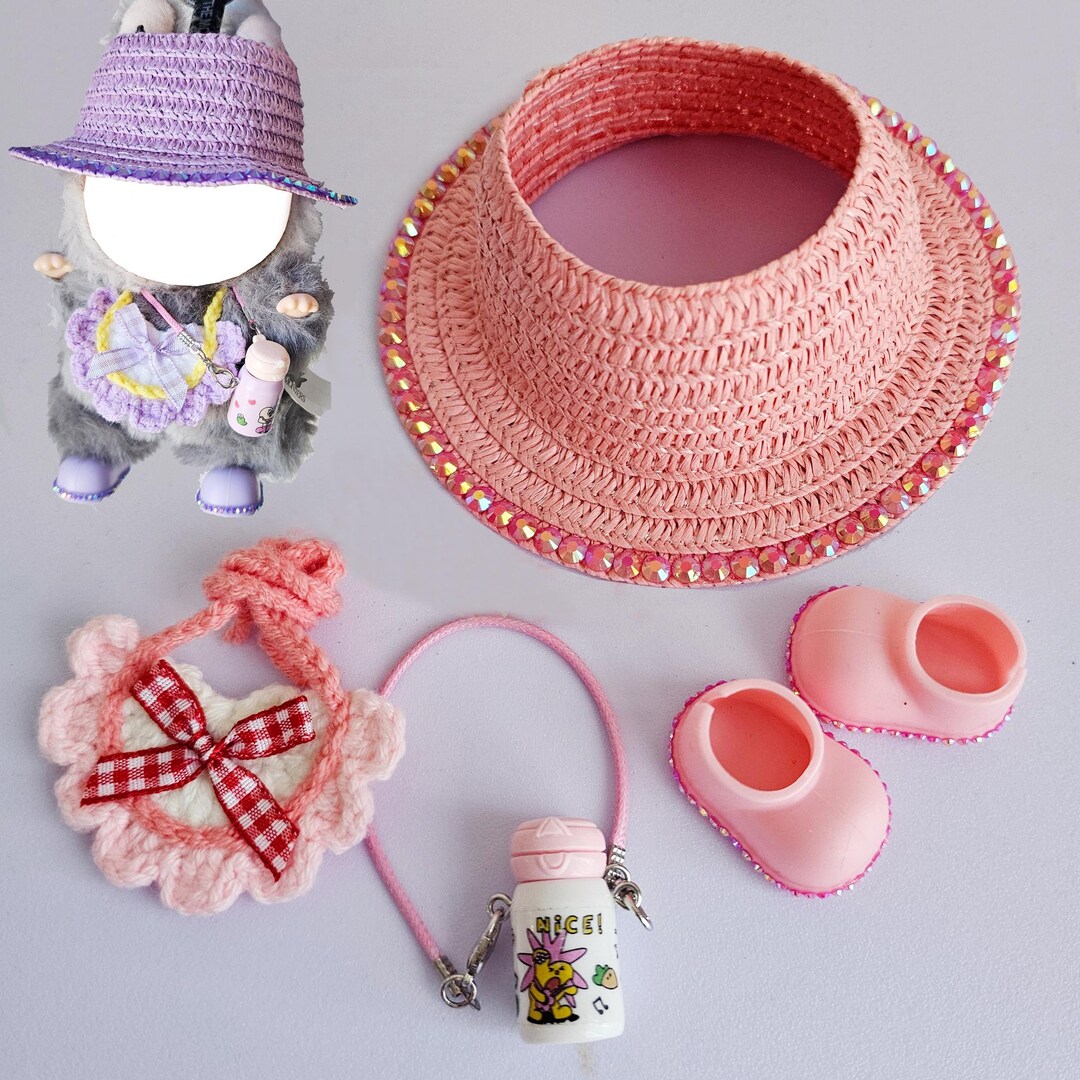 17cm Monster Plush Doll Outfit Doll Bling Rhinestone Hat Shoes Bib ...