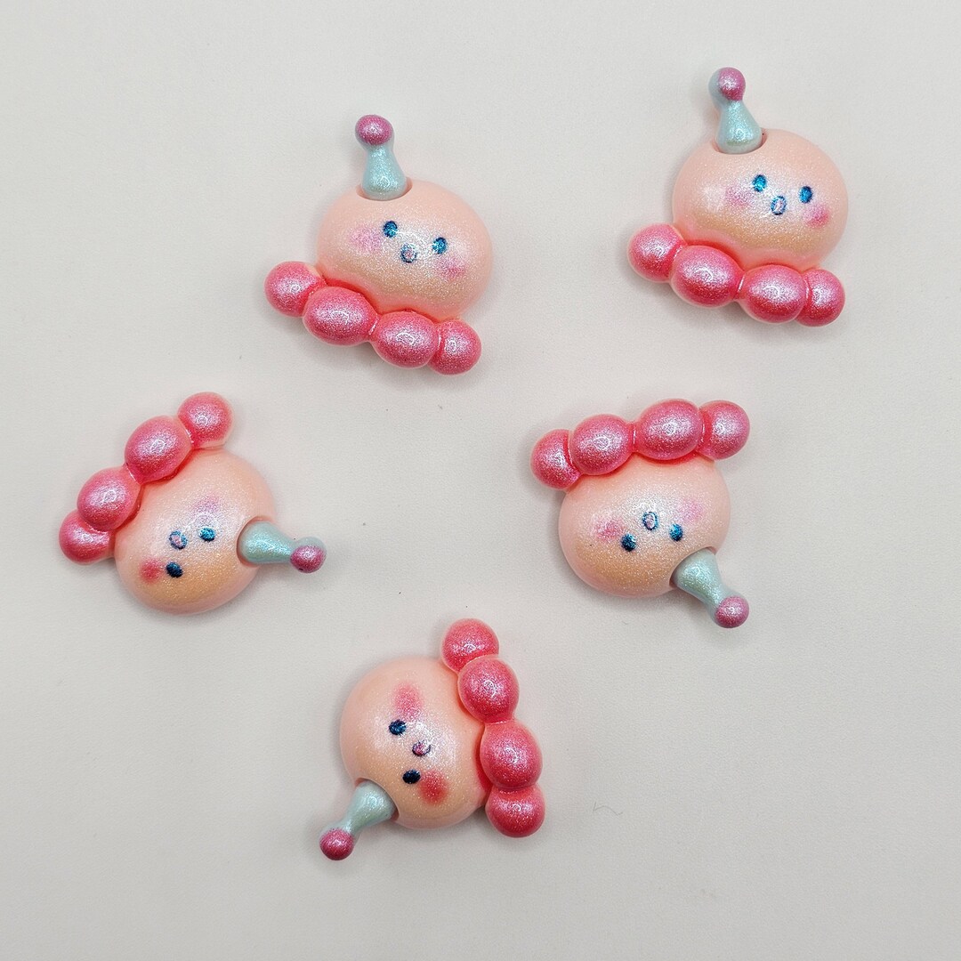 5 Pcs Shimmer Pink Octopus Kawaii Cute Cabochon, Cabochons Resin ...