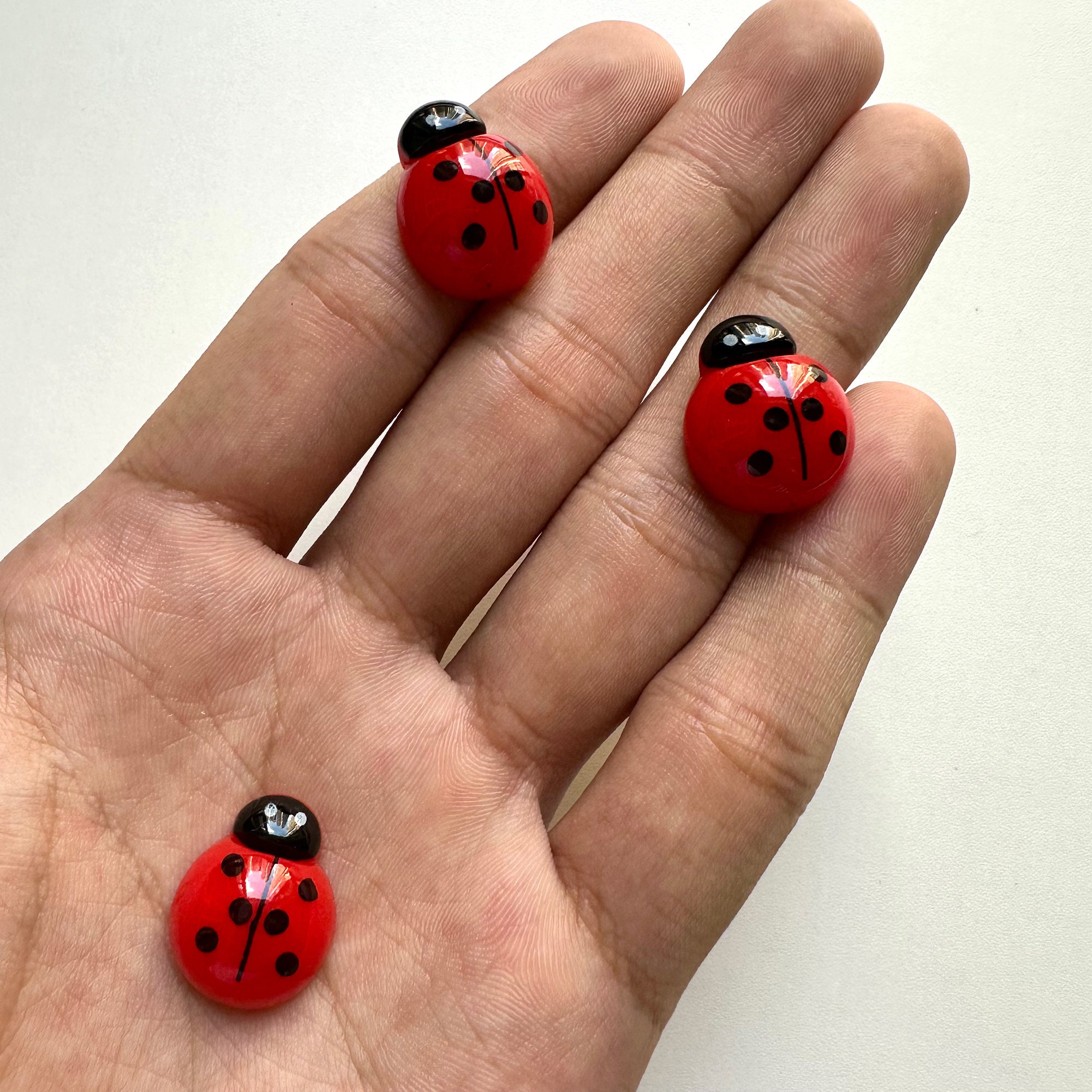 Super Cute Red Ladybug Lady Bug Resin Flat Back Cabochons 5/10/25 Pcs # ...