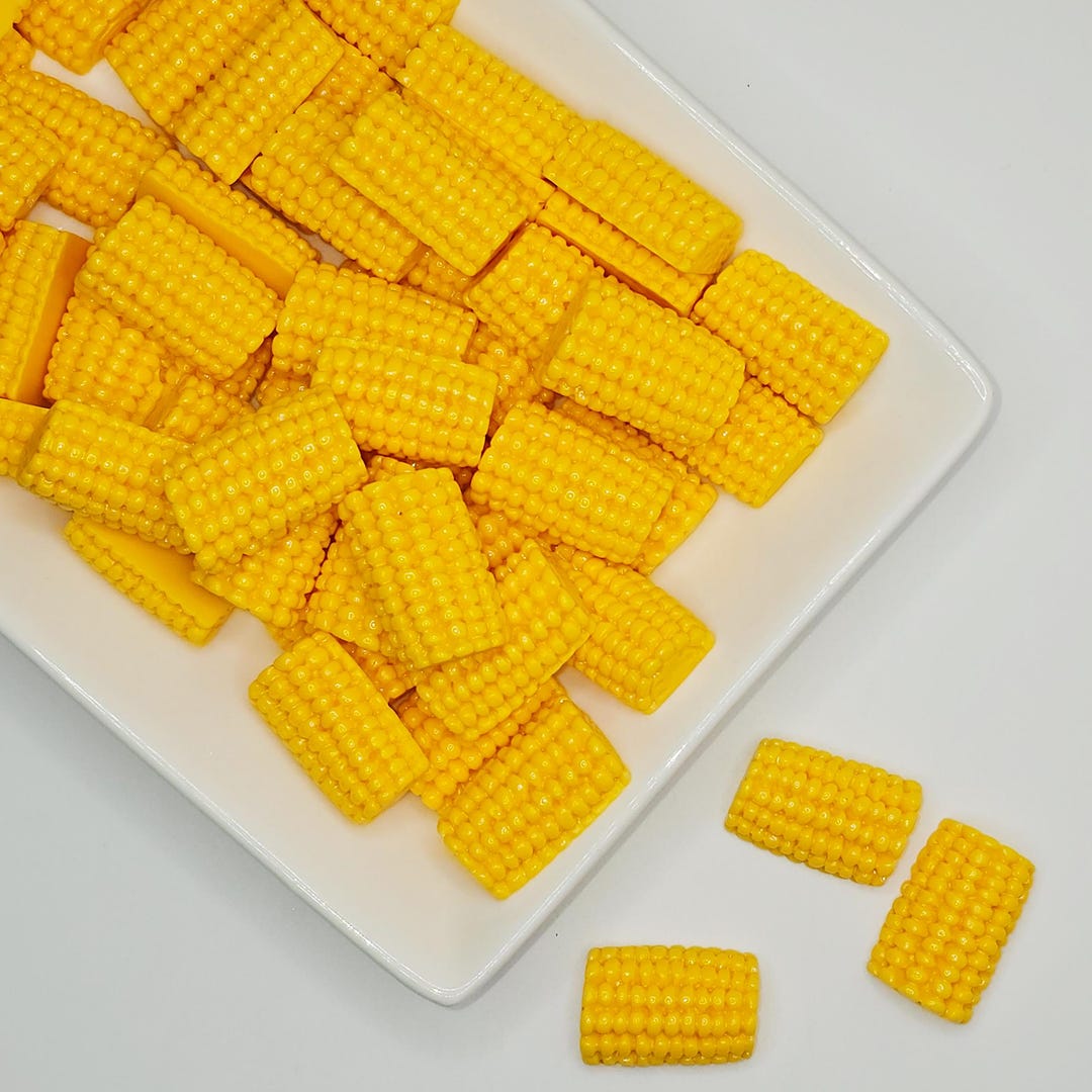 5/10/25 Half a Corn Resin Flat Back Cabochons, Miniature Corn on Cob ...