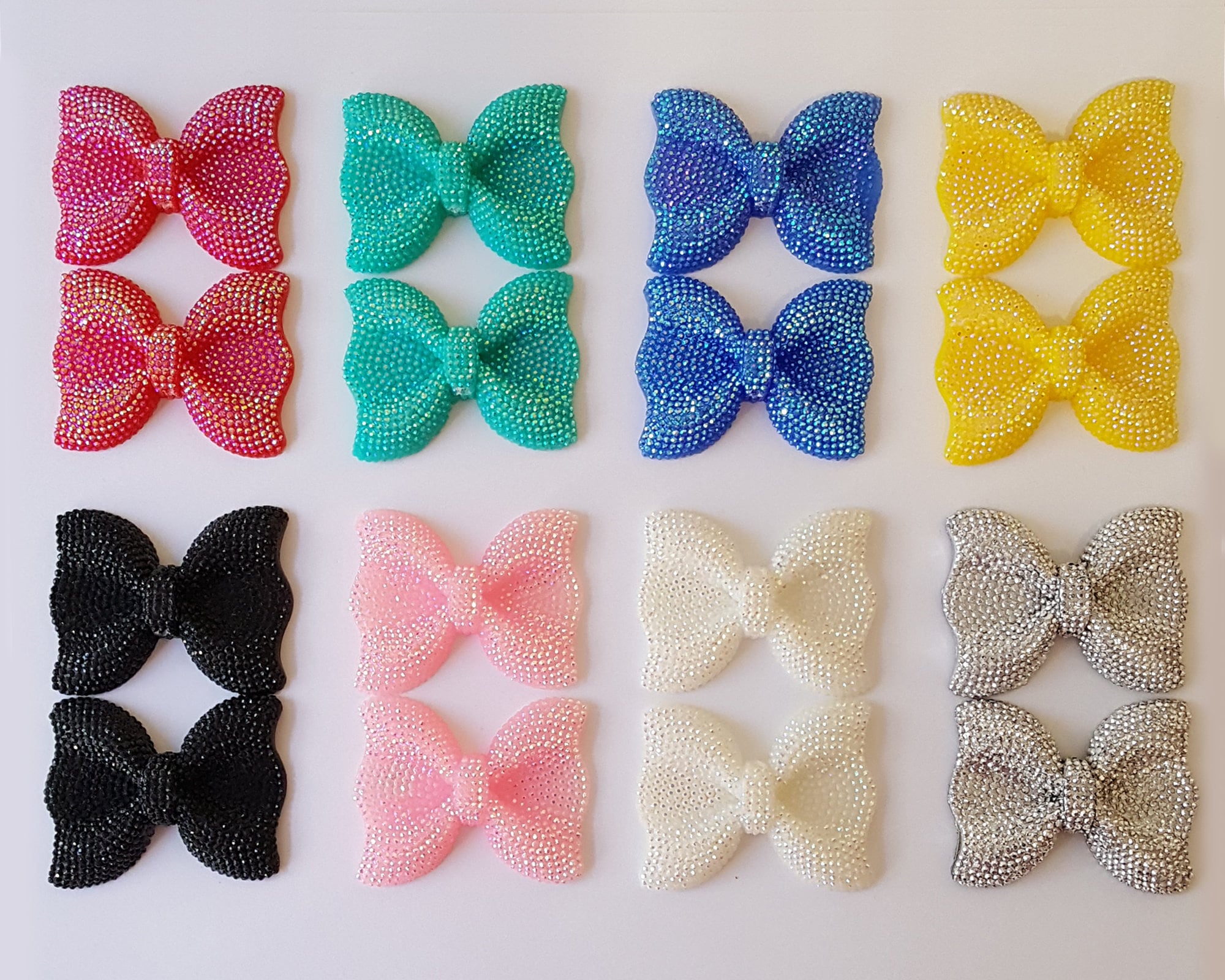 Large Rhinestone Bow Bead Kawaii Cabochon Resin Flatback Bow 54mm X ...