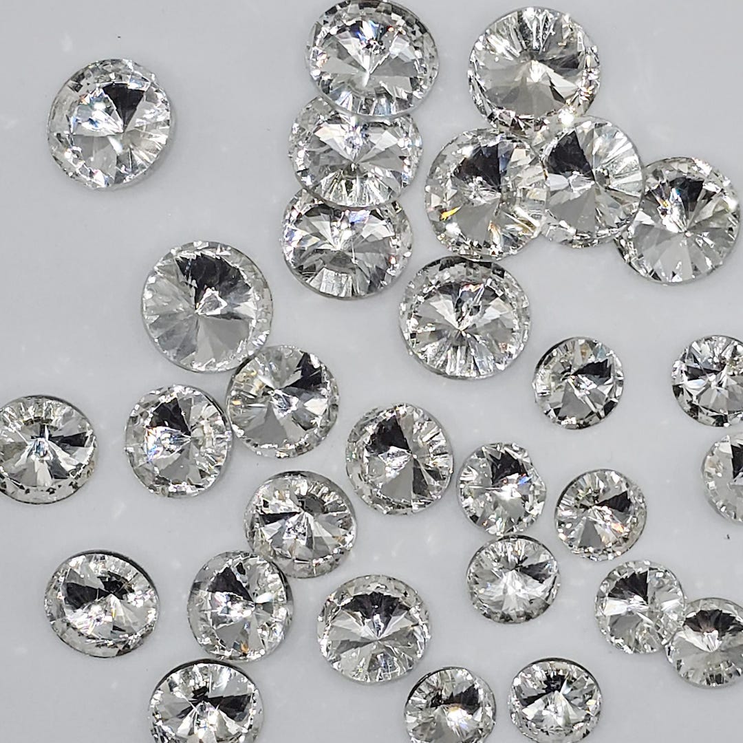 Cone Round Pointed Back Gems Jewels Crystal Clear Rhinestone 10mm 12mm ...
