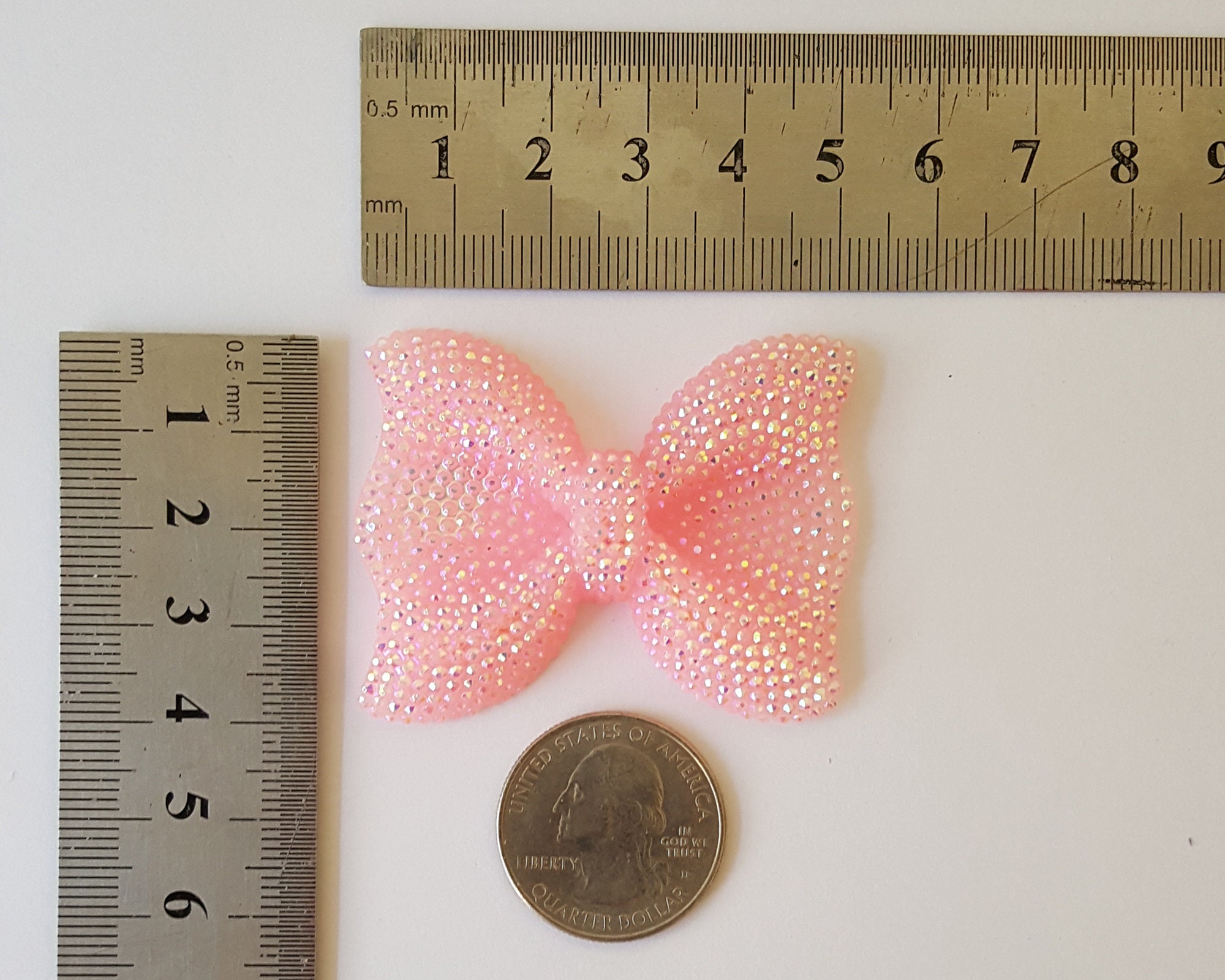 Large Rhinestone Bow Bead Kawaii Cabochon Resin Flatback Bow 54mm X ...