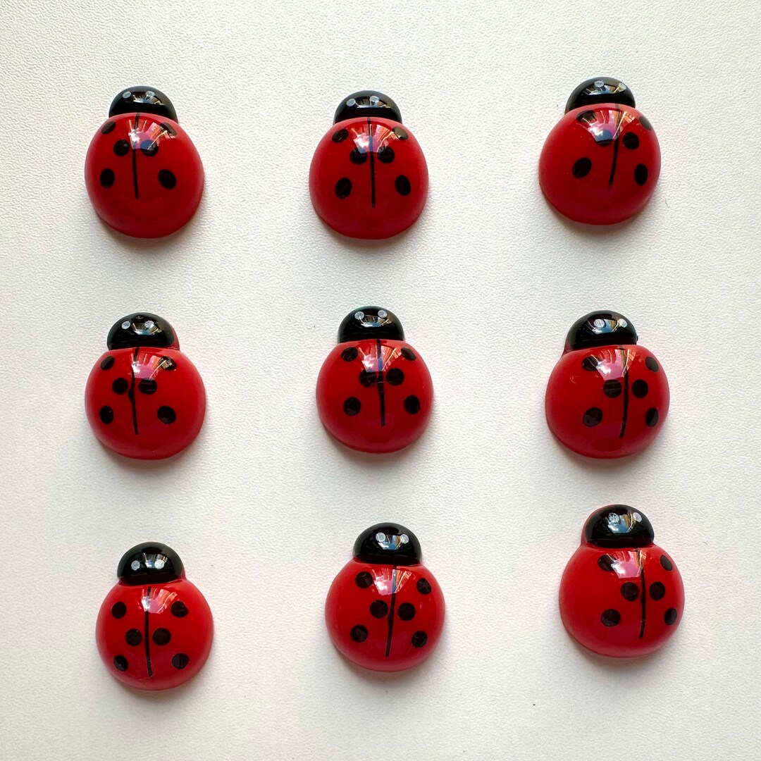 Super Cute Red Ladybug Lady Bug Resin Flat Back Cabochons 5/10/25 Pcs # ...