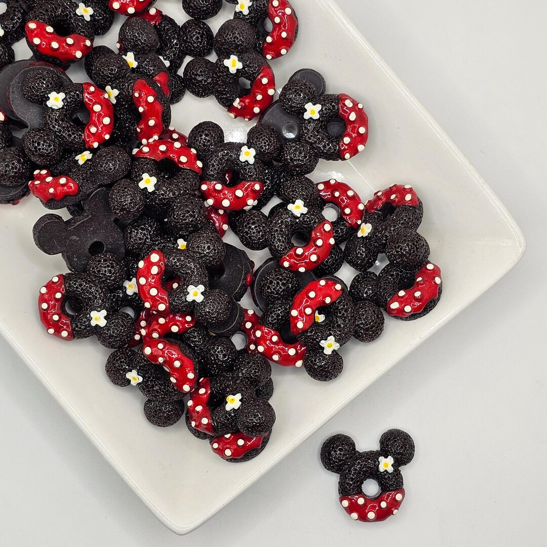 5/15/30 Pcs Mouse Head Donut Resin Flat Back Cabochons Mouse Polka Dot ...