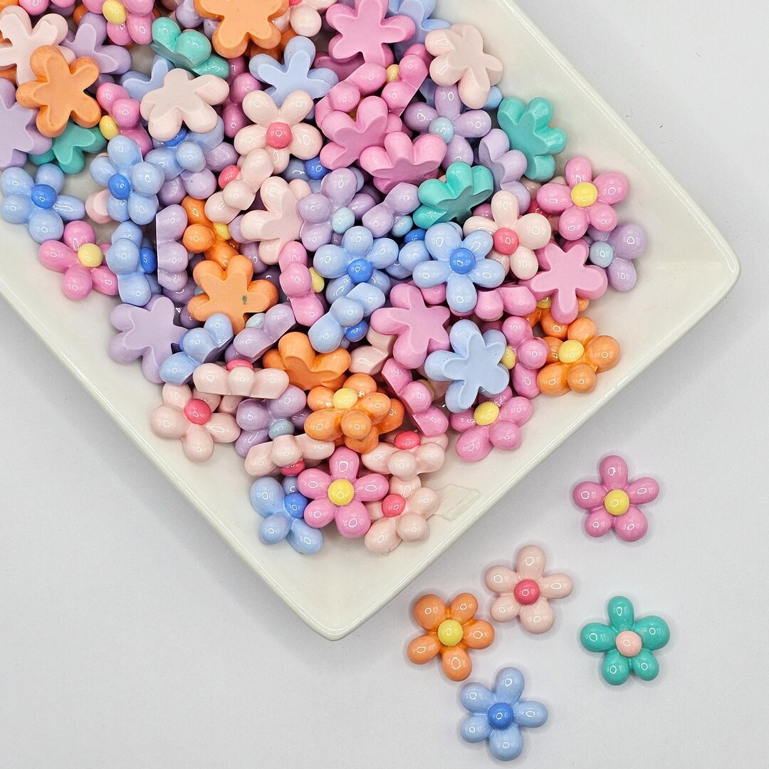 10/30/50 Pcs Candy Color Flower Resin Flatback Cabochons #CAB195 - Etsy