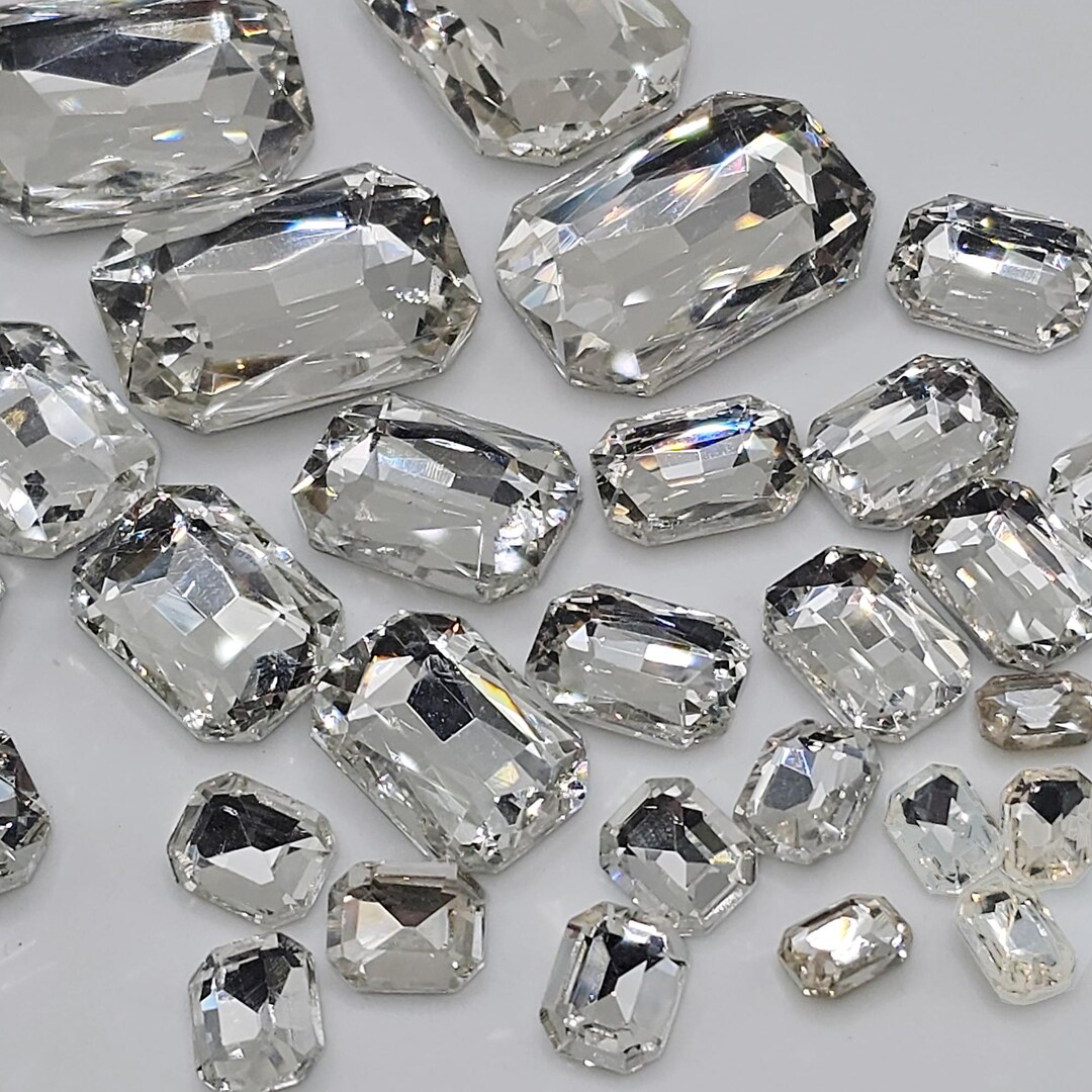 Rectangle Pointed Back Gems Jewels Crystal Clear Rhinestone 6x8mm ...
