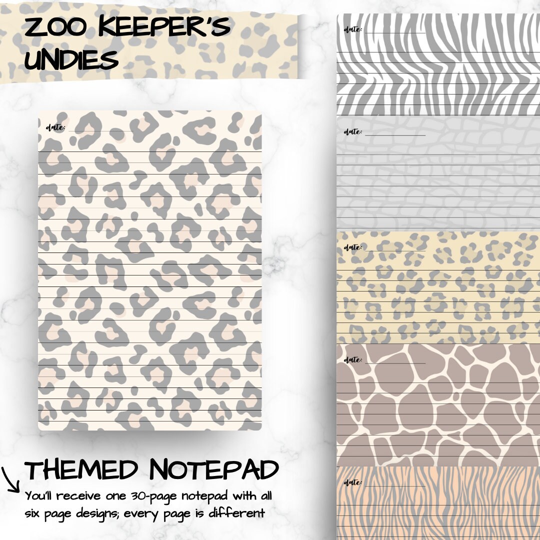 Zoo Keeper's Undies Notepad See Images for Details - Etsy