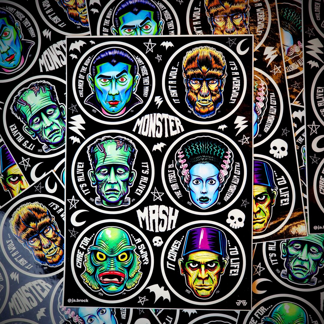 MONSTER MASH Classic Monster Decal Sheet - Etsy
