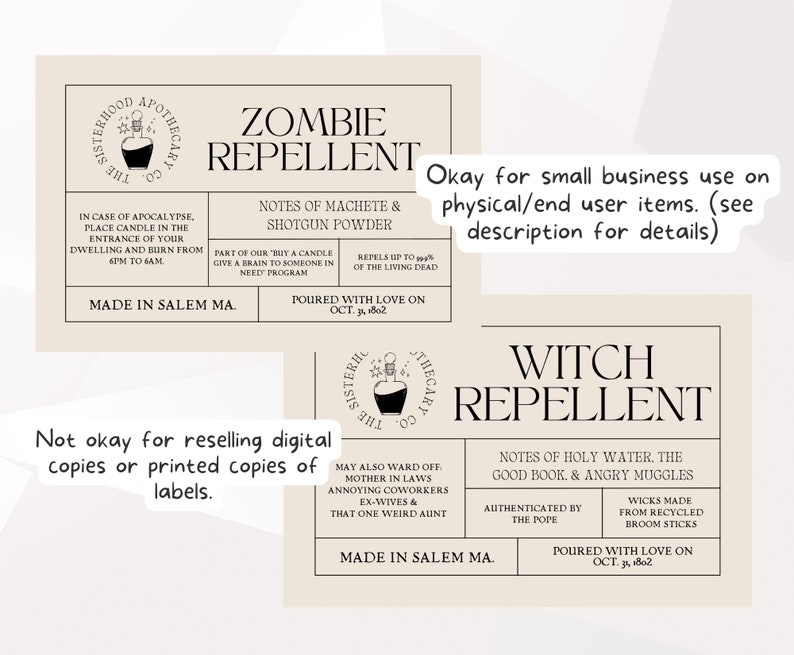 Halloween Editable Candle Label Spooky Candle Label Design - Etsy