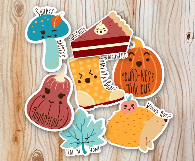 Fall Kawaii Stickers Print and Cut PNG Printable Fall - Etsy