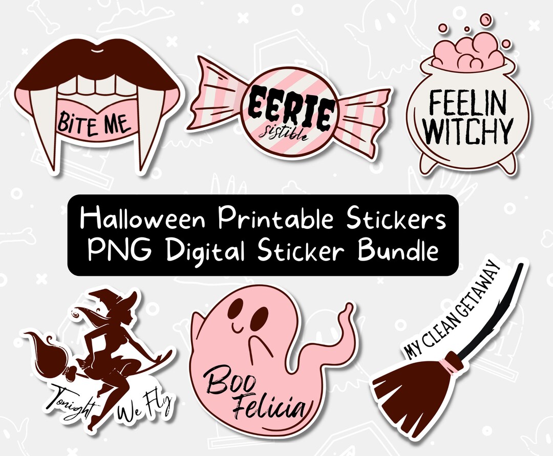 Printable Halloween Stickers, Halloween Packaging Stickers, 6 Spooky ...