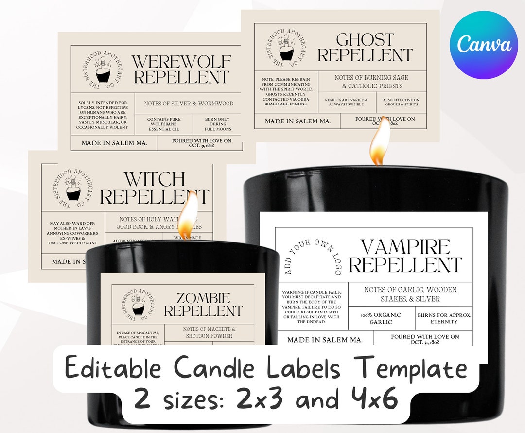 Halloween Editable Candle Label, Spooky Candle Label Design ...