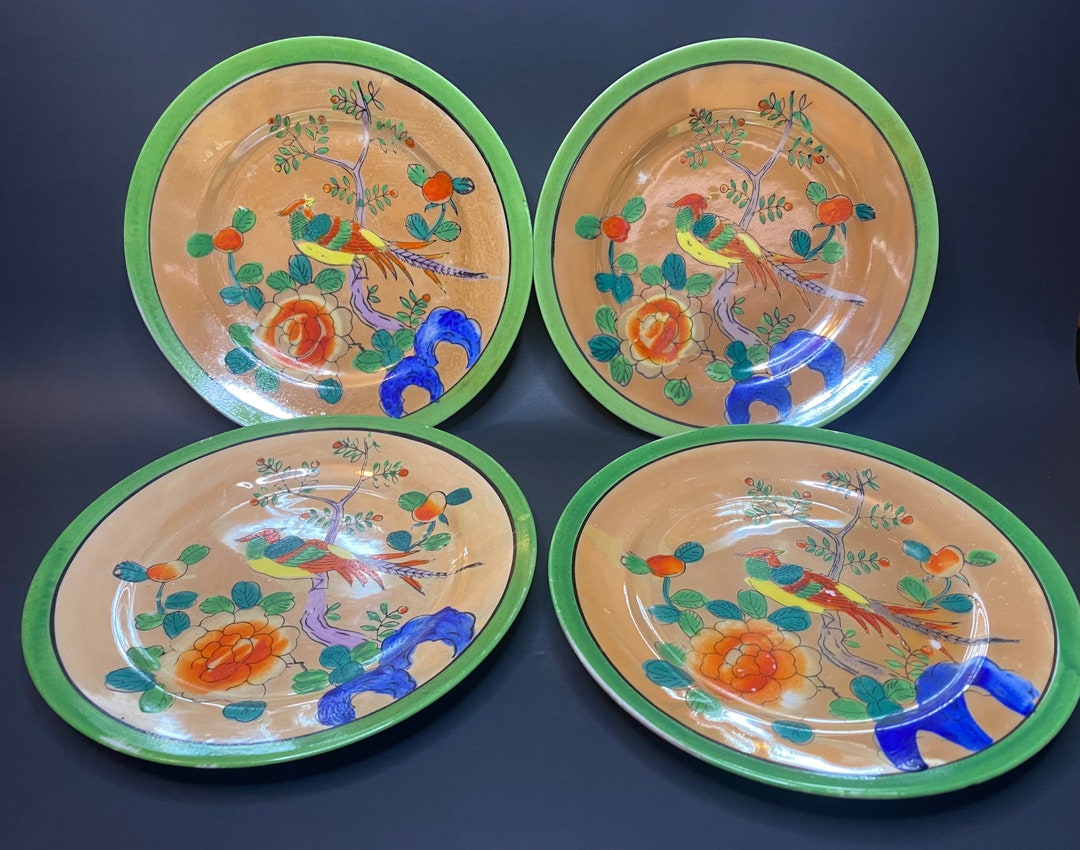 Set of 4 Hand Painted Lusterware Plates, Made in Japan - Etsy
