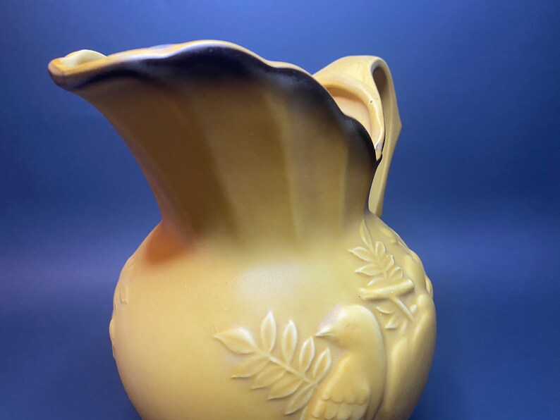 Vintage Embossed Matte Yellow Pitcher, Made in Japan - Etsy