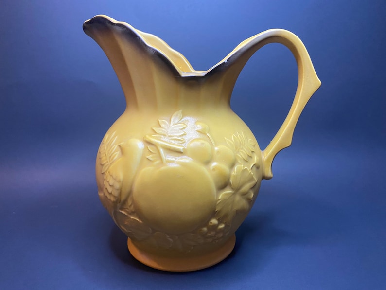 Vintage Embossed Matte Yellow Pitcher, Made in Japan - Etsy