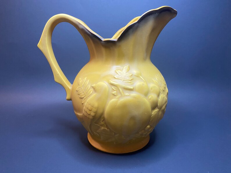 Vintage Embossed Matte Yellow Pitcher, Made in Japan - Etsy