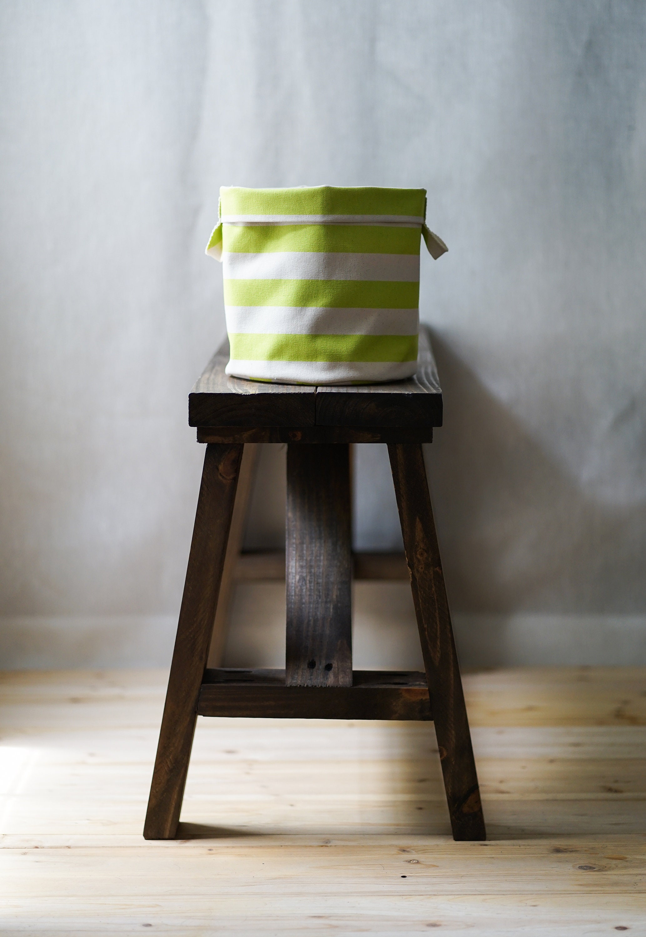 Lime Green Stripe Storage Bins, Cotton Canvas Bin Storage, Hampers and ...