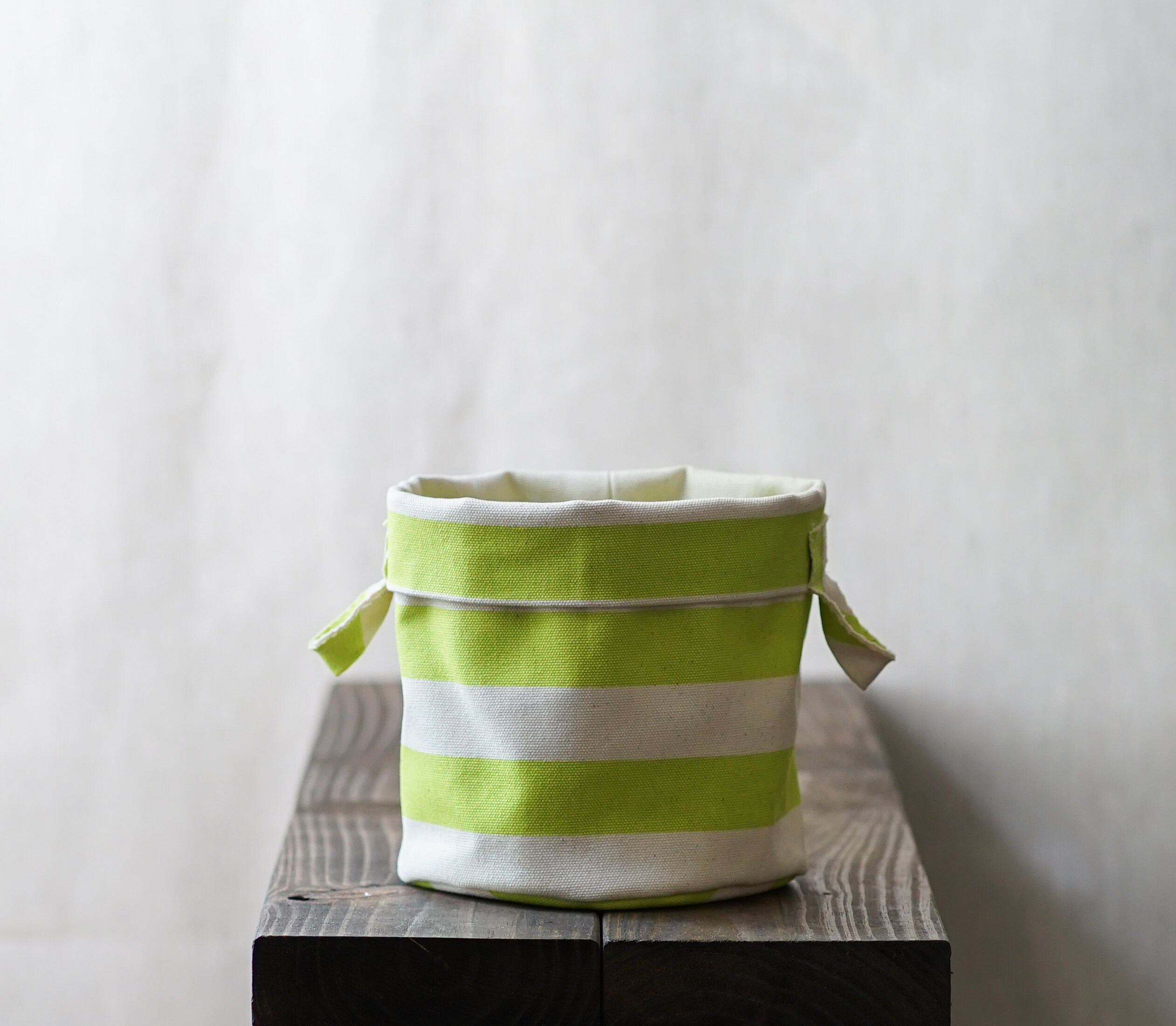 Lime Green Stripe Storage Bins, Cotton Canvas Bin Storage, Hampers and ...