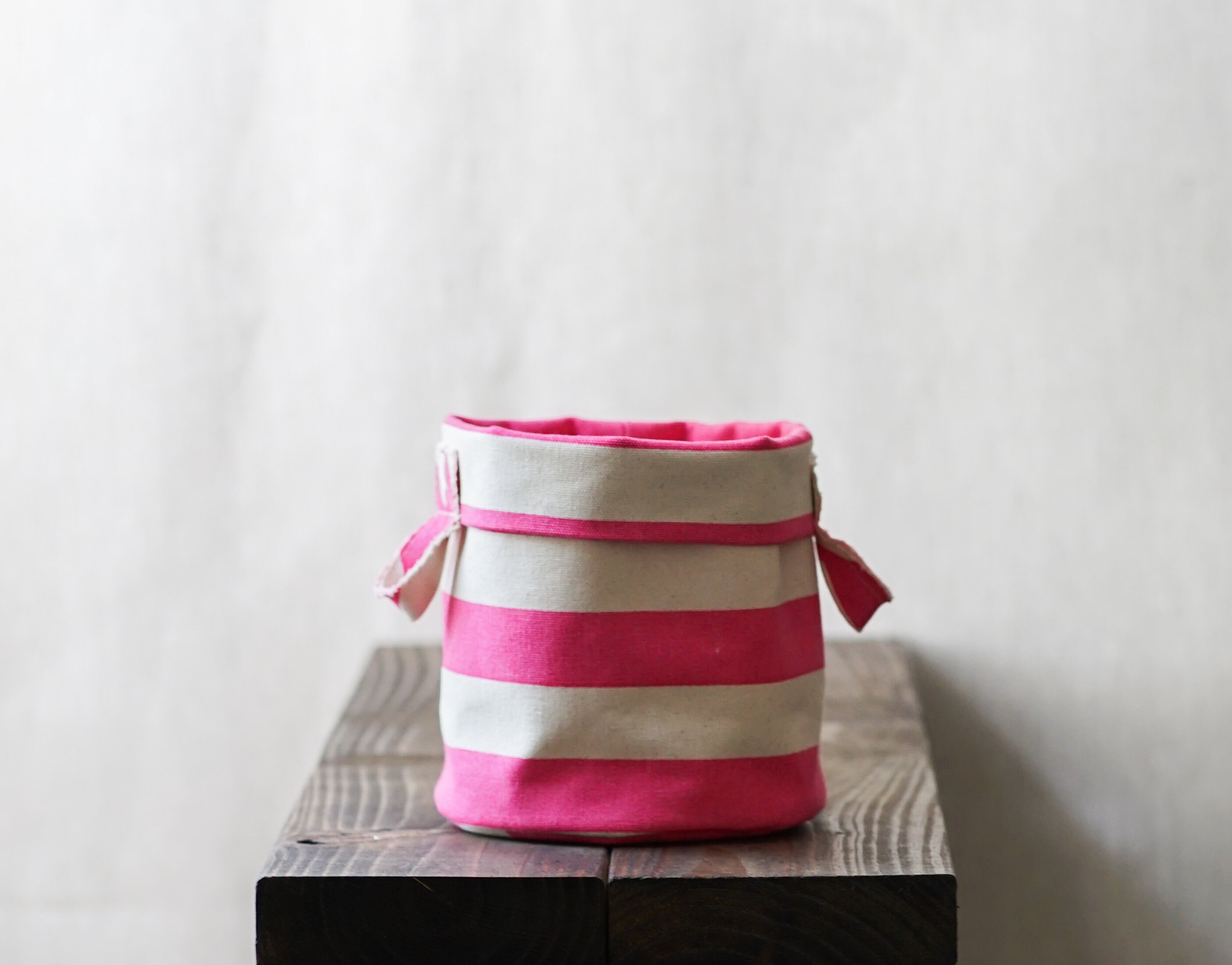 Hot Pink Stripe Storage Bins 12oz Double Sided Cotton Canvas | Etsy