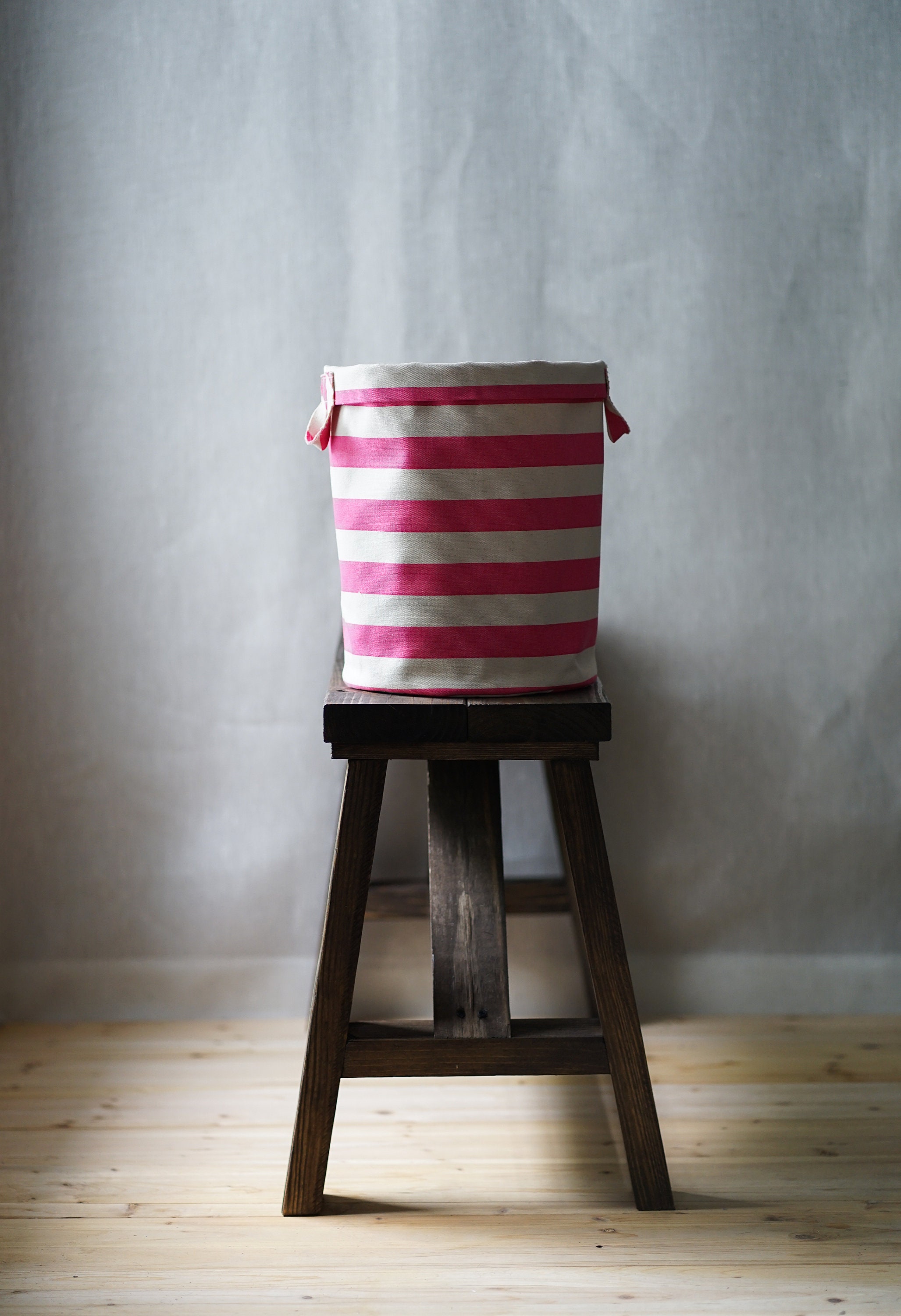 Hot Pink Stripe Storage Bins 12oz Double Sided Cotton Canvas | Etsy