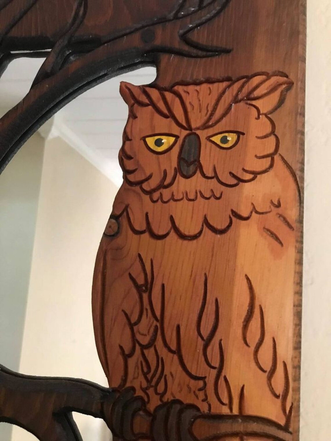 Vintage Hand Carved Wood Owl Mirror Owls Owl Decor Owl - Etsy