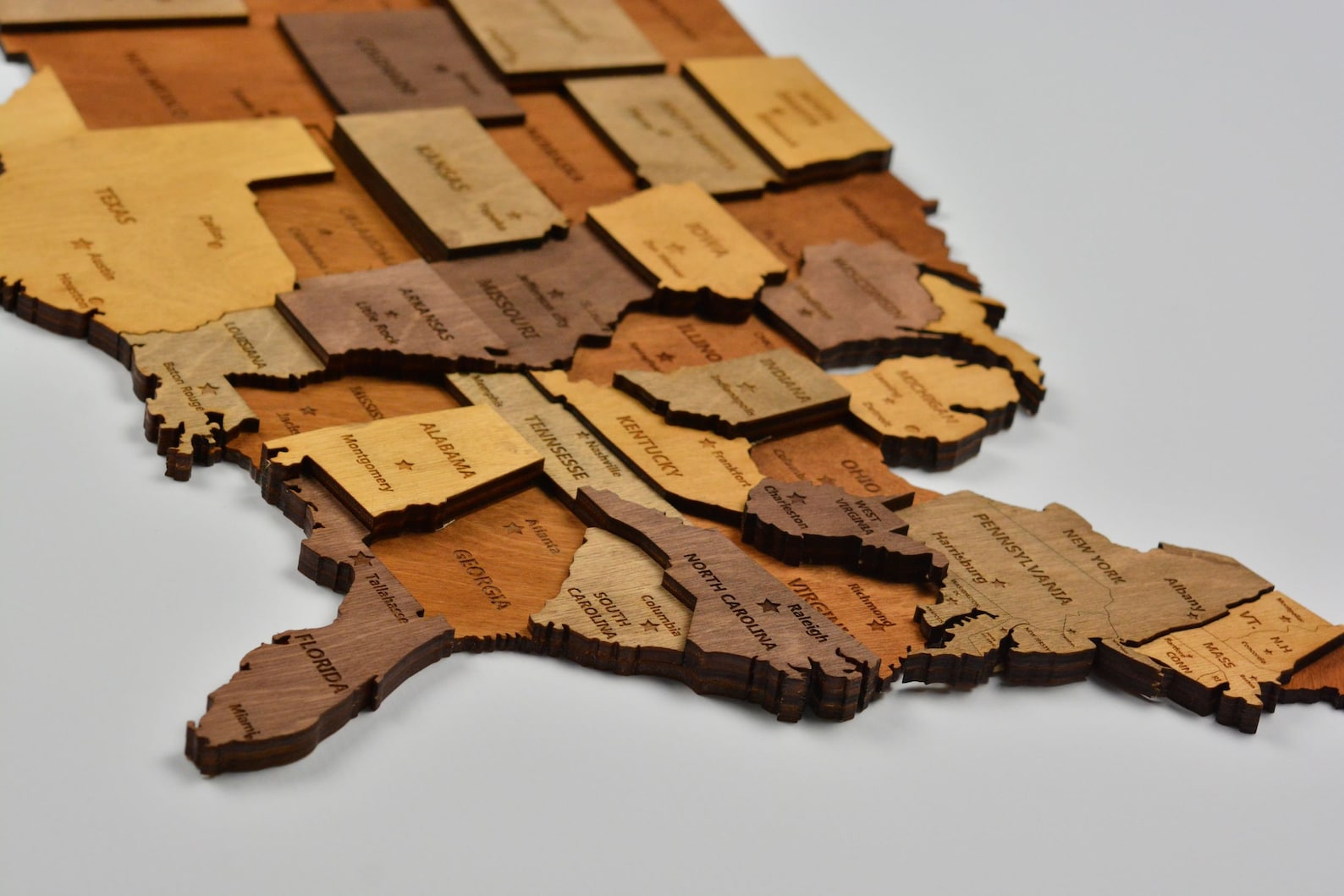 Wood 3D Map United States of America Handmade Wood Map Wood | Etsy