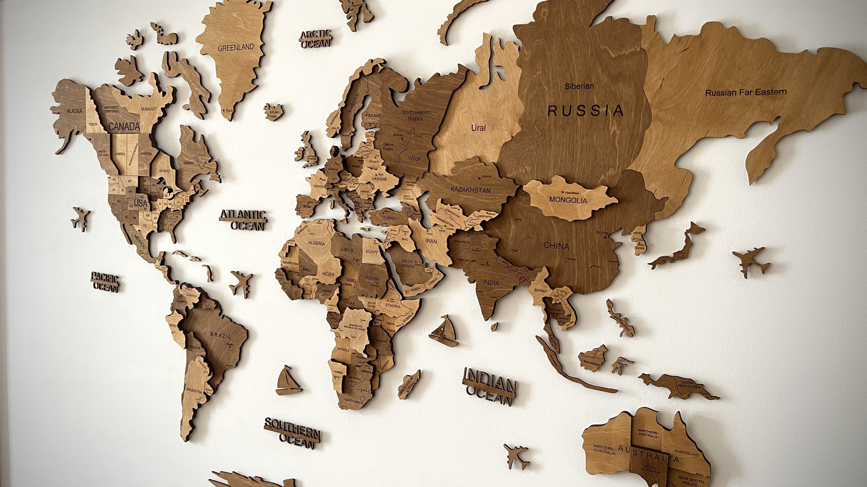 World Wood Map Wooden Wall Map 3 D Wood Wall Map Travel World Map ...