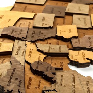 Wood 3D Map United States of America Handmade Wood Map Wood Art Wood ...