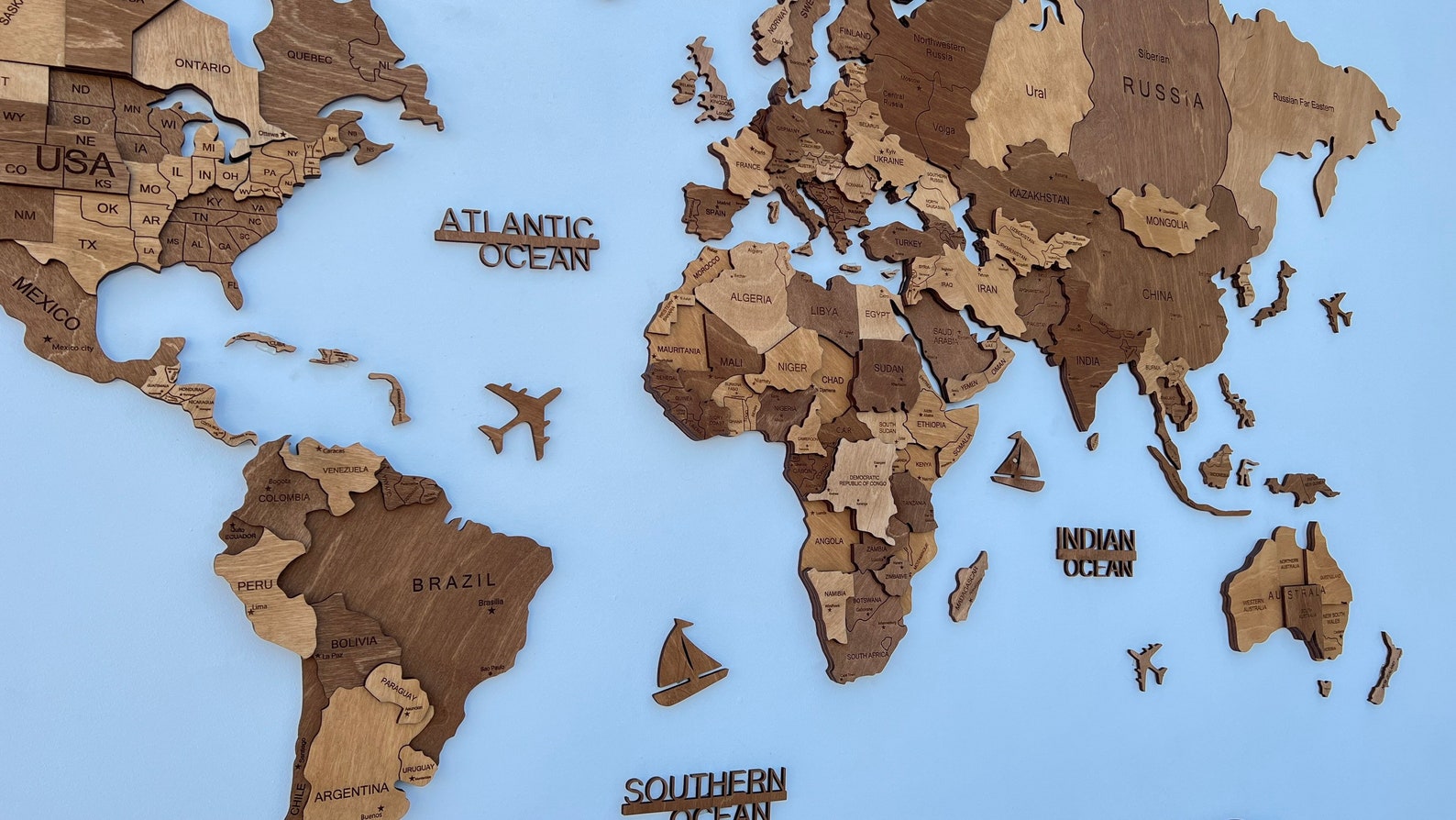 World Wood Map Wooden Wall Map 3 D Wood Wall Map Travel World Map ...