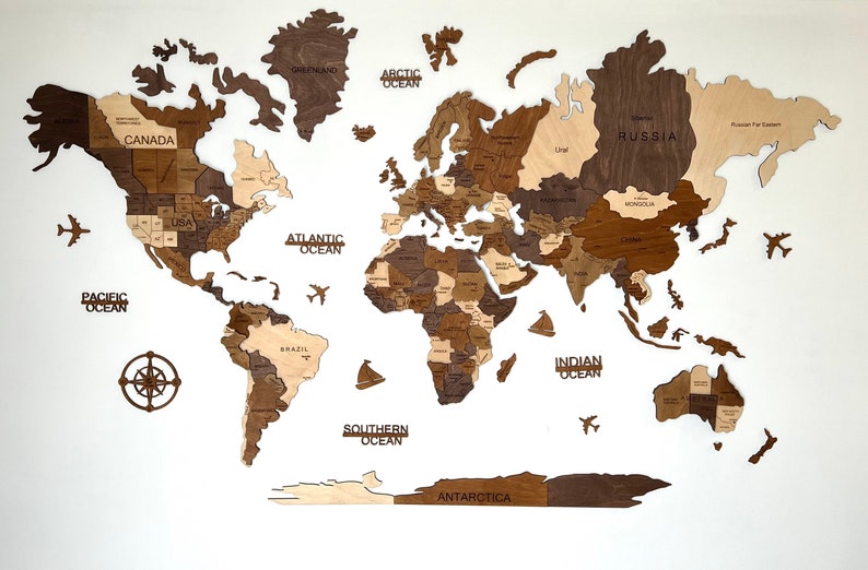 World Wooden Wall Map 3 D Wood Wall Map Travel World Map - Etsy