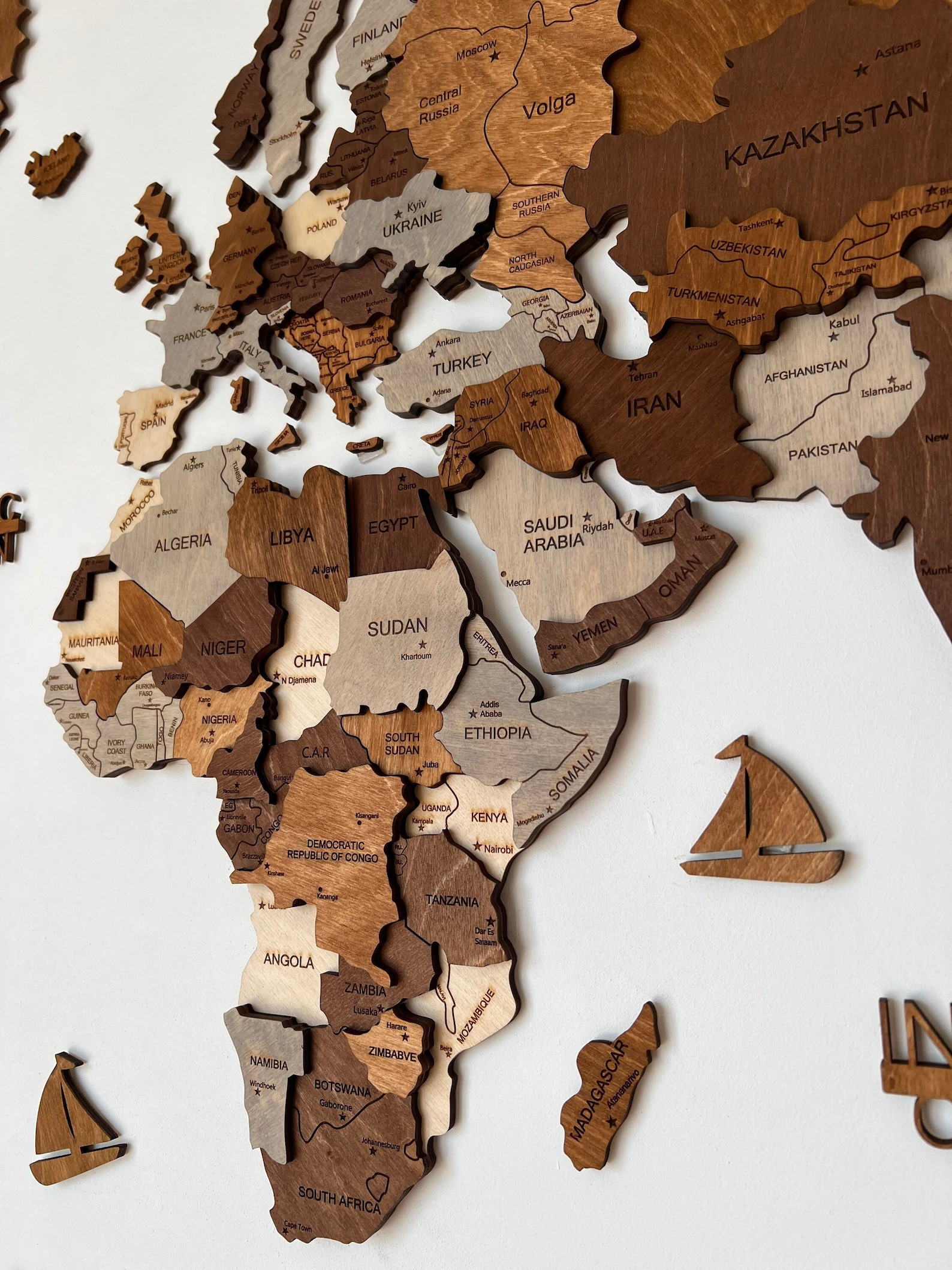 Wood World Map Wooden Wall Map 3 D Wood Wall Map Travel World - Etsy