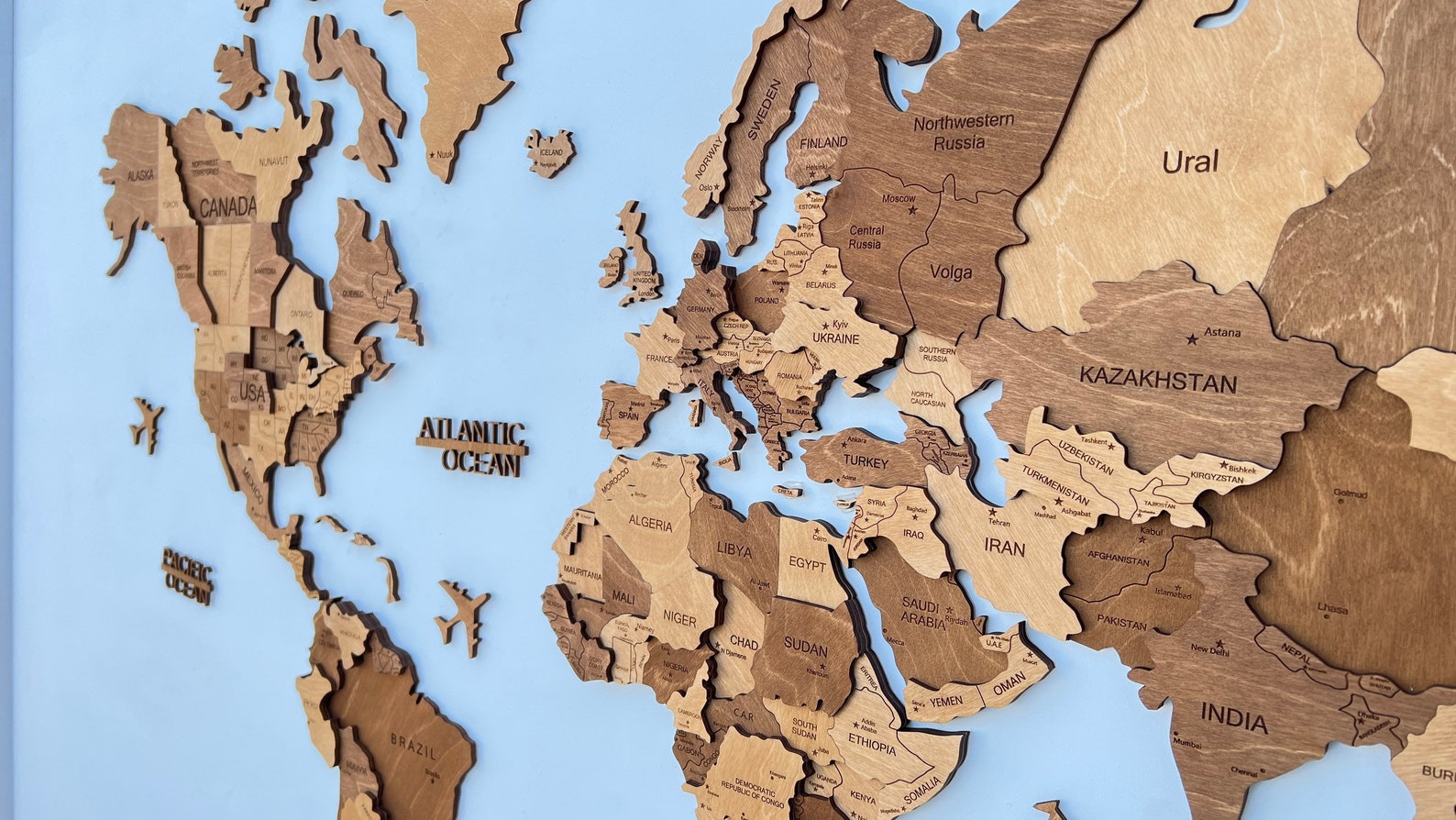 World Wood Map Wooden Wall Map 3 D Wood Wall Map Travel World Map ...