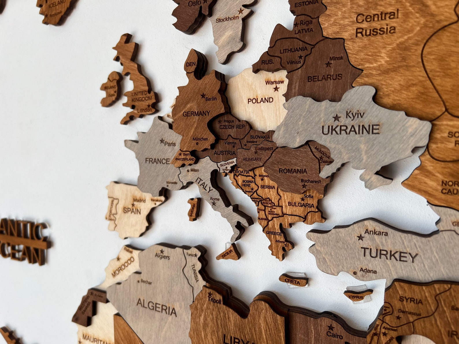 Wood World Map Wooden Wall Map 3 D Wood Wall Map Travel World - Etsy