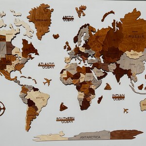 Wood World Map Wooden Wall Map 3 D Wood Wall Map Travel World - Etsy