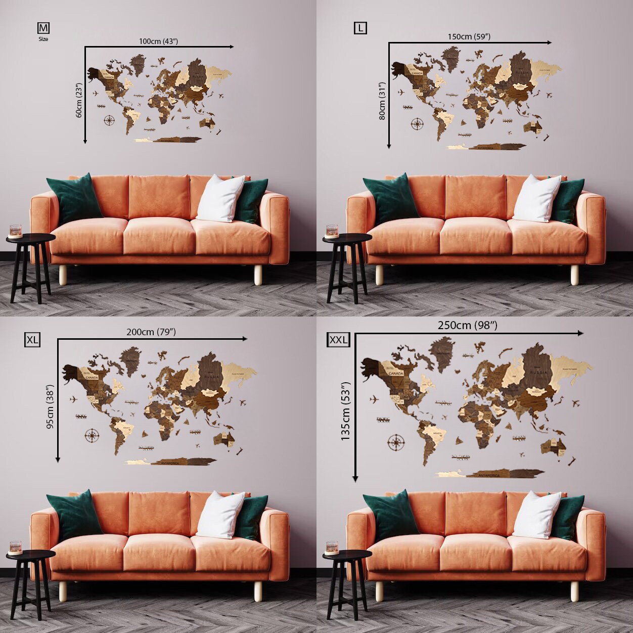 Mapa del mundo de madera Mapa de pared de madera Mapa de pared - Etsy ...