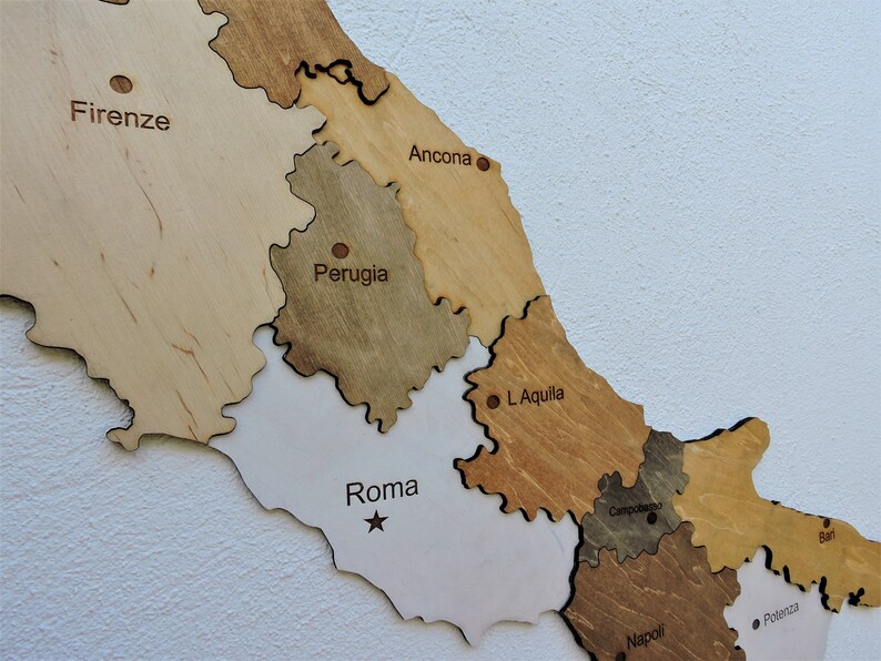 Wood 3D Map Italy Handmade Wood Map Wood Art Wood Travel Map | Etsy
