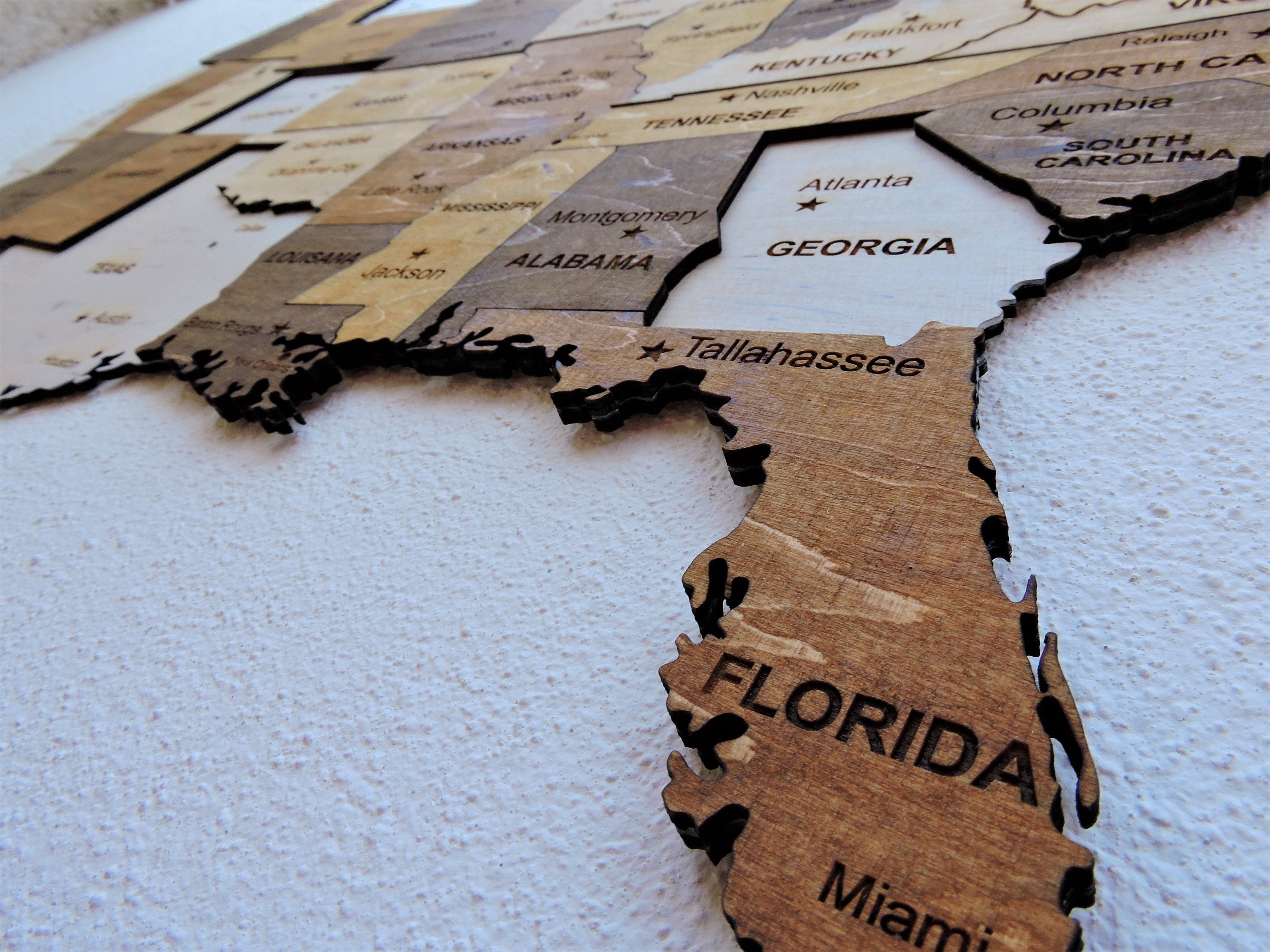Wood 3D Map United States of America Handmade Wood Map Wood Art Wood ...