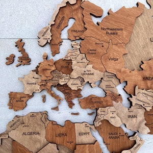 Walnut Wood Map ,wooden Wall Map ,3 D Wood Wall Map, Wall Art Decor ...