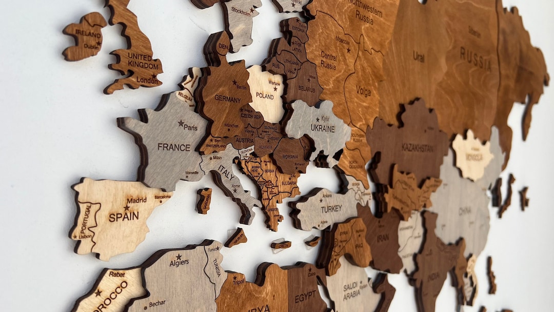 Wood World Map Wooden Wall Map 3 D Wood Wall Map Travel World Map ...
