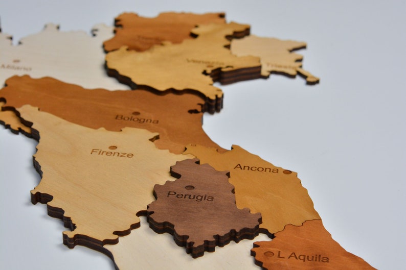 Wood 3D Map Italy Handmade Wood Map Wood Art Wood Travel Map | Etsy