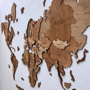 Wooden Wall Map 3 D Wood Wall Map Travel World Map Anniversary - Etsy ...