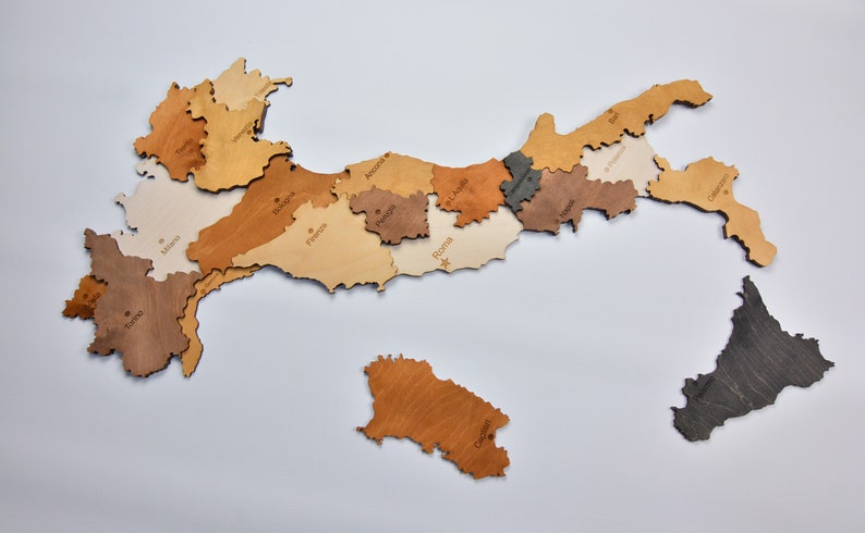 Wood 3D Map Italy Handmade Wood Map Wood Art Wood Travel Map - Etsy
