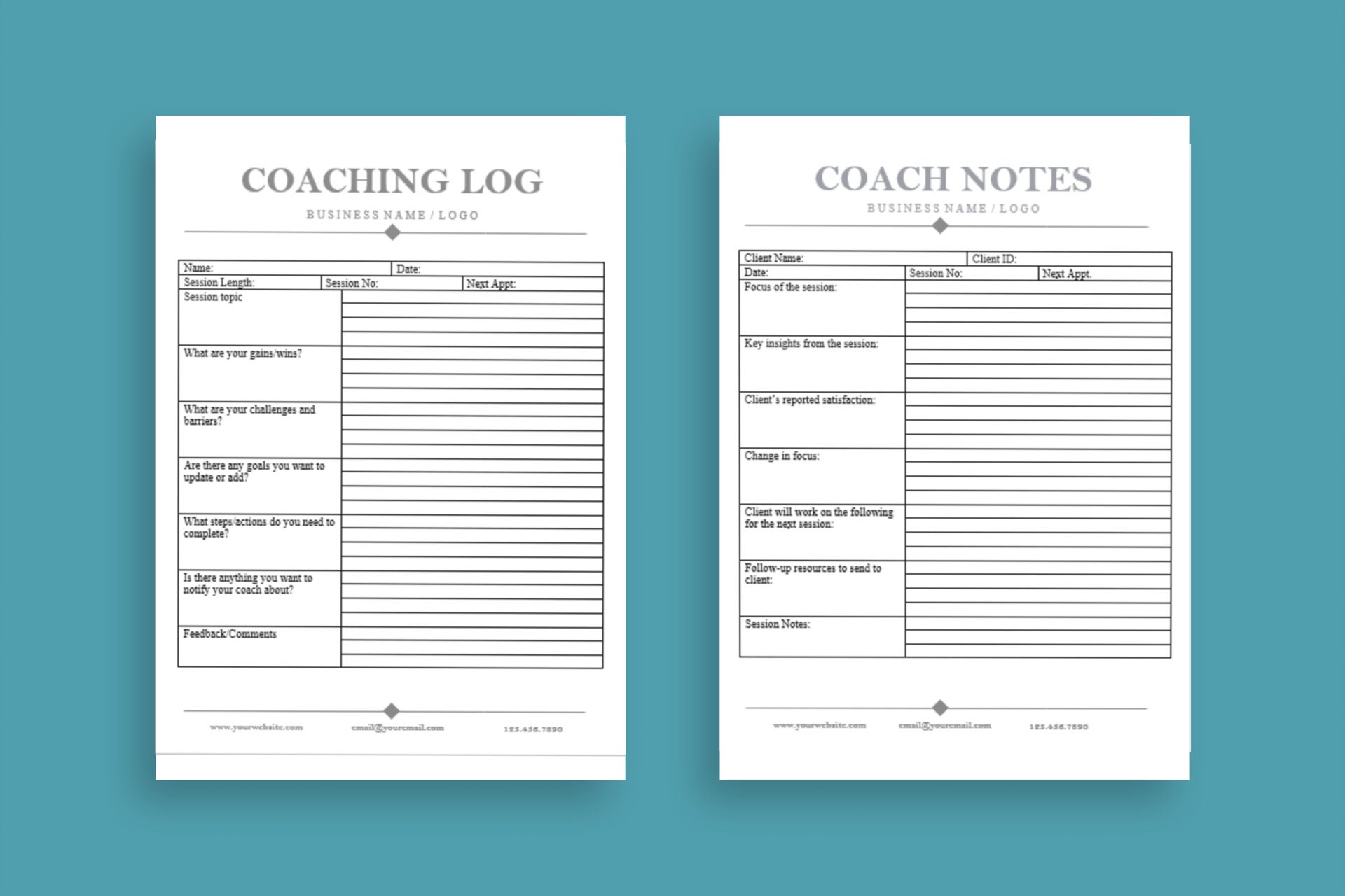 Coaching Log and Coach Notes Vorlage 2 Formen Client | Etsy