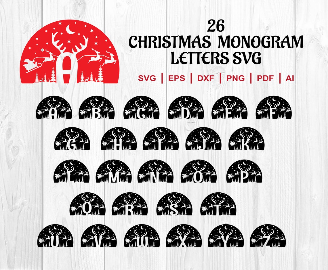 Christmas Font SVG Christmas Svg Christmas Monogram Font - Etsy